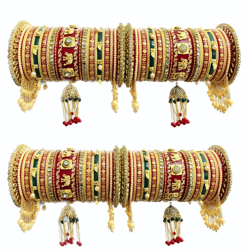 Minal Maroon Bridal Chuda With Hathi Patla - RaniChuda